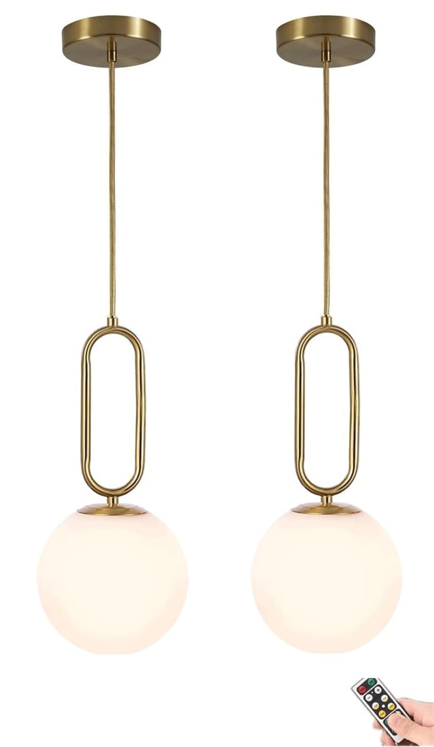 Wireless Pendant Lights Battery Operated Set of 2,USB Rechargeable ...