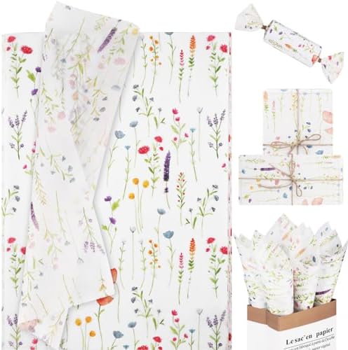 100 Sheets Spring Flower Tissue Paper, 20x14 Inches, Easter Plaid Party ...