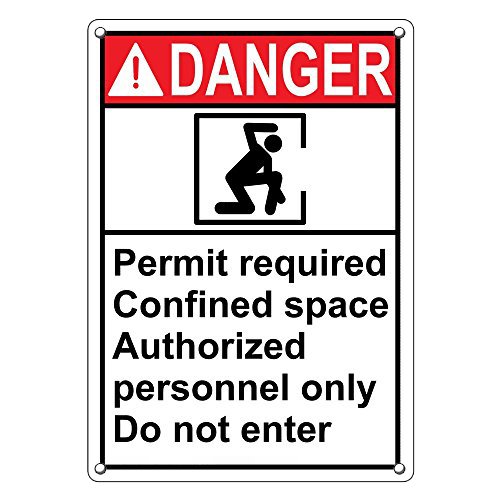 Amazon.com: Weatherproof Plastic Vertical ANSI Danger Permit Required ...