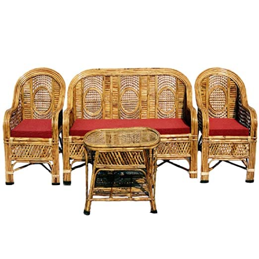 Swadeshi Bamboo Handmade 5 Seater Natural Cane Bamboo Sofa Set with ...