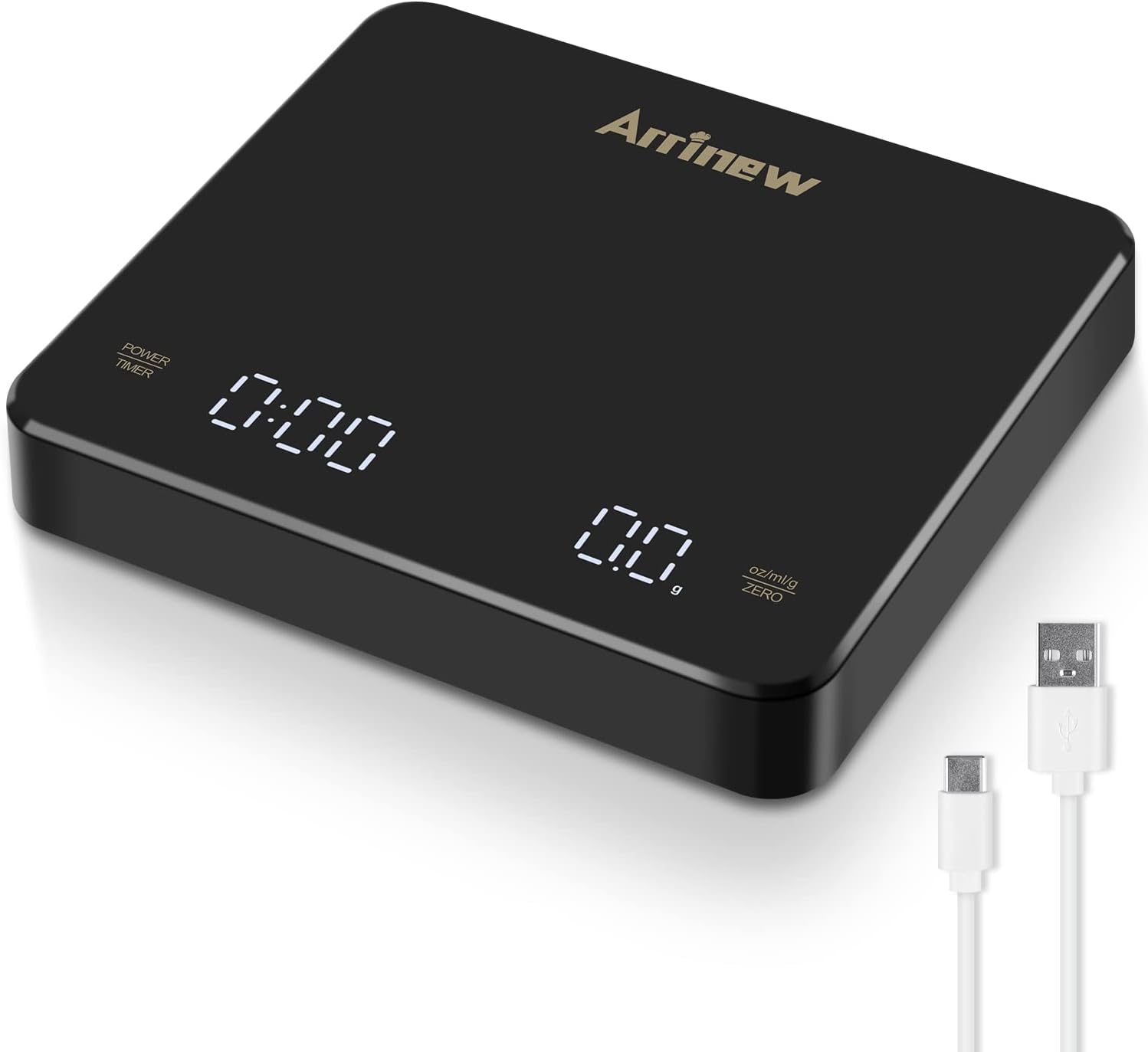 Arrinew Mini Coffee Scale with Timer, Rechargeable Espresso Scale 3kg/0 ...