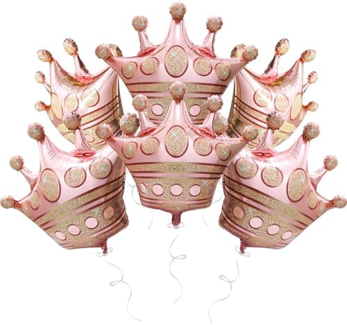 Amazon.com: Shiny Pink Crown Balloons Cap Balloon Royal Prince Princess ...