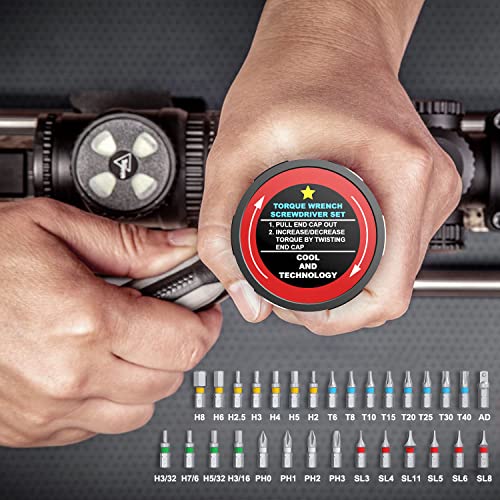 Aurlloct 1/4″ Torque Screwdriver Wrench Set, 1-8 Nm, 31 Pieces Torque ...