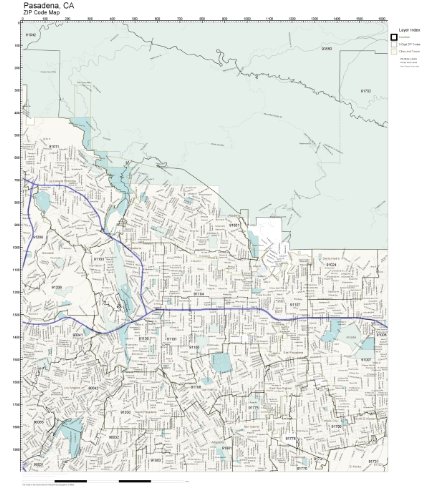 Amazon.com : ZIP Code Wall Map of Pasadena, CA ZIP Code Map Not ...