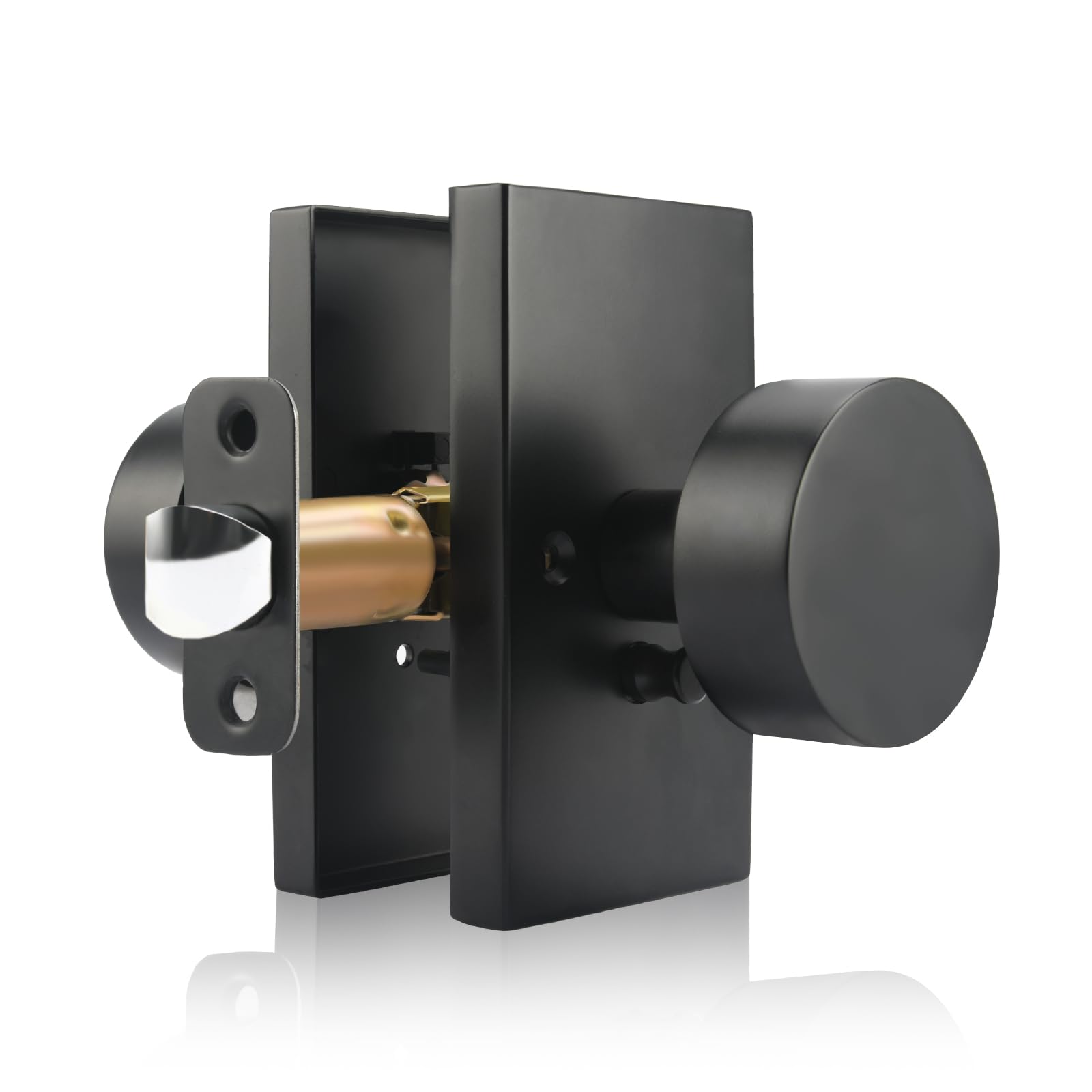 Interior Privacy Black Door Knob with Lock, Matte Black Door Knob for ...