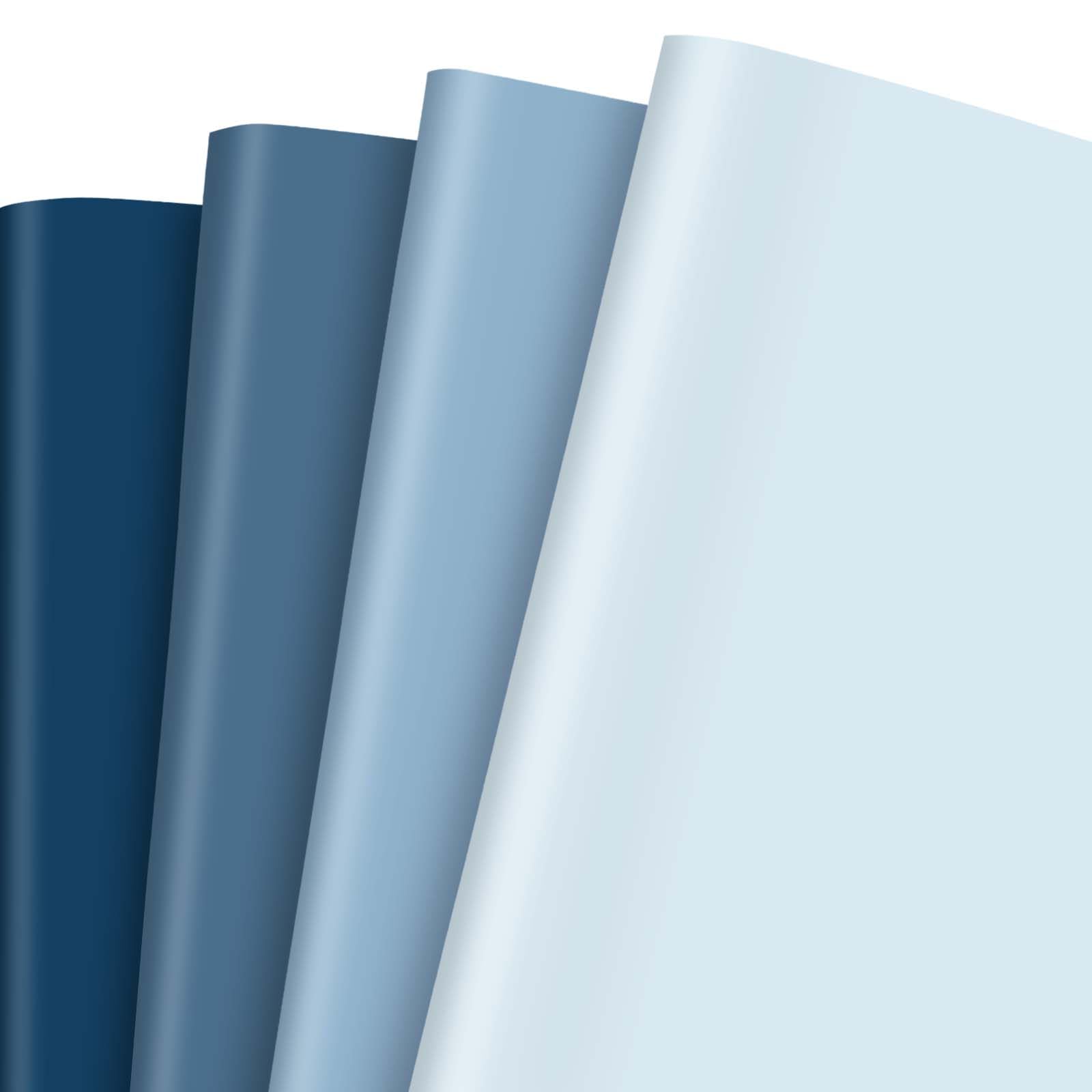 Whaline Dusty Blue Wrapping Paper - Not Roll - 4 Colors Gradient Blue ...