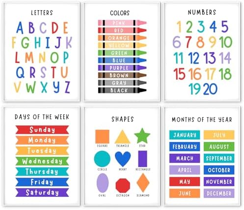 Amazon.com: WINDVALE Educational Wall Posters – 12 Learning Charts for ...