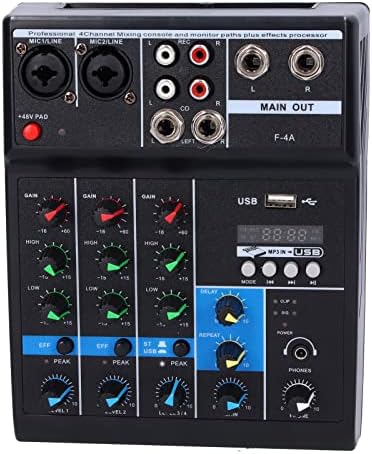 F4A Audio Live Mixer USB Interface Audio Mixer 4 Channel, Stereo DJ ...