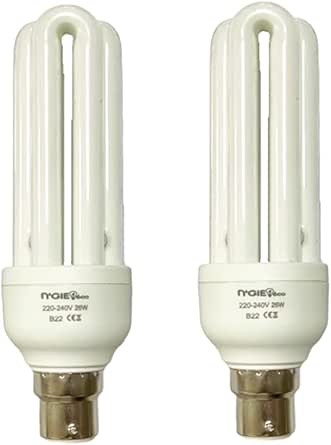 Royalux 2PACK CFL 3U Energy Saving Light Bulbs 26w Daylight 6400k B22d ...