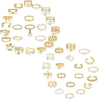 TTPSRY 43 Stück Frauen Ringe Böhmische Ringe Vintage Gold Ringe Set ...