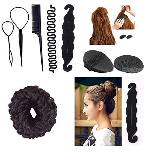 Aairaa 5 Pcs Hair Styling Tool And Hair Juda Band And Puff Maker For ...