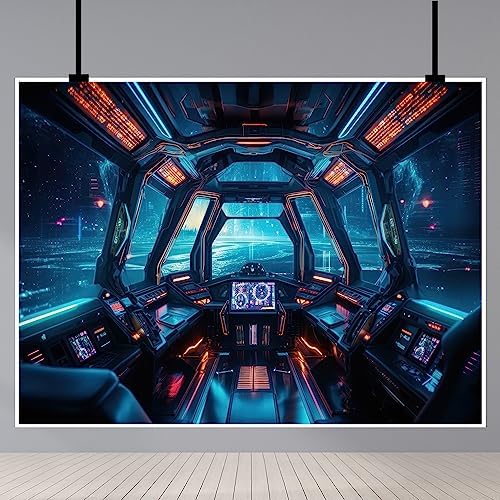 Amazon.com : 5x3Ft Spaceship Interior Backdrops Futuristic Science ...