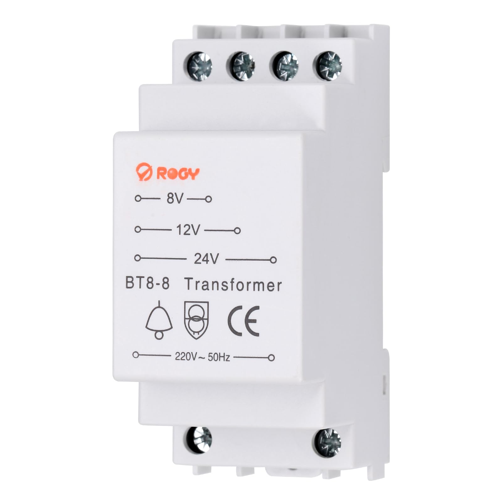 JIZZU Doorbell Transformer 8V 12V 24V, DIN Rail Mountable 8VA 230V ...
