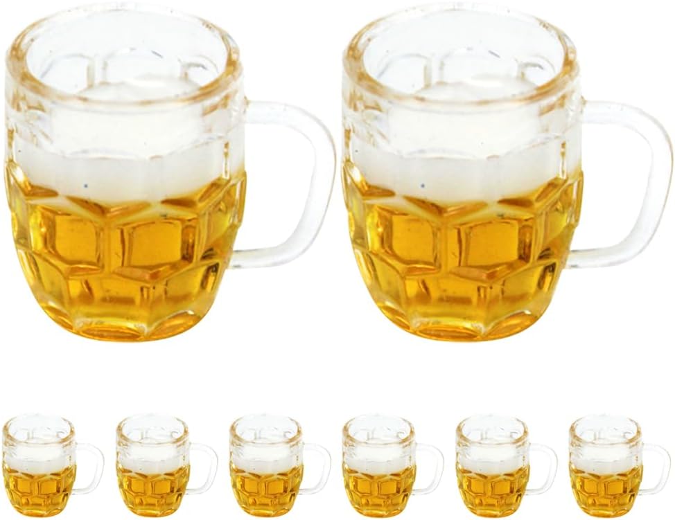 Amazon.com: LOGOFUN 8pcs Miniature Beer Mug Model Simulation Mini Beer ...