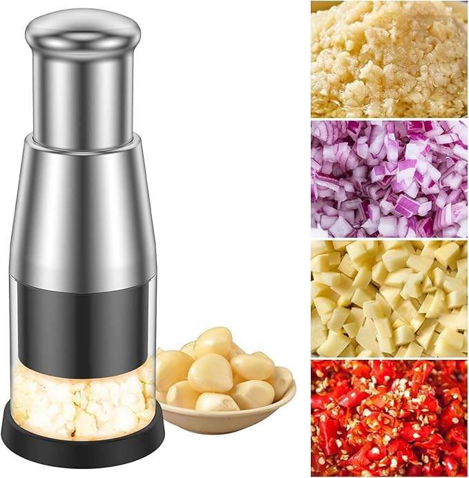 Buy Luteti Garlic Chopper, Stainless Steel 304 Manual Pressed Chopper ...