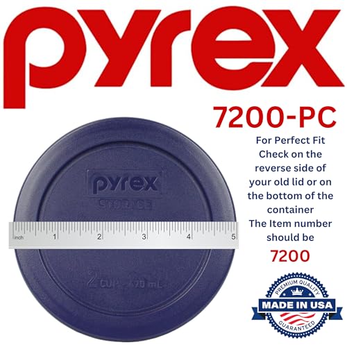 Pyrex 7200-PC 2 Cup Dark Blue Round Storage Lids - Original Genuine ...