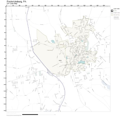 ZIP Code Wall Map of Fredericksburg, PA ZIP Code Map Laminated: Amazon ...