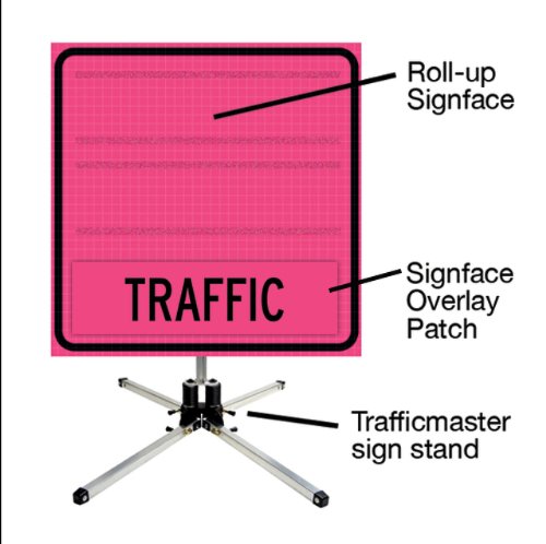 36" Roll-Up - Overlay Patch, Pink Reflexite TRAFFIC Patch for Square ...