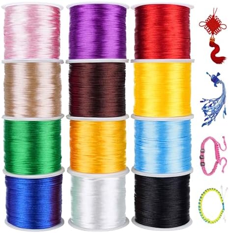 Amazon.com: ZhXu Shuo 20 Rolls 656 Yards 1mm Rattail Satin Nylon Trim ...