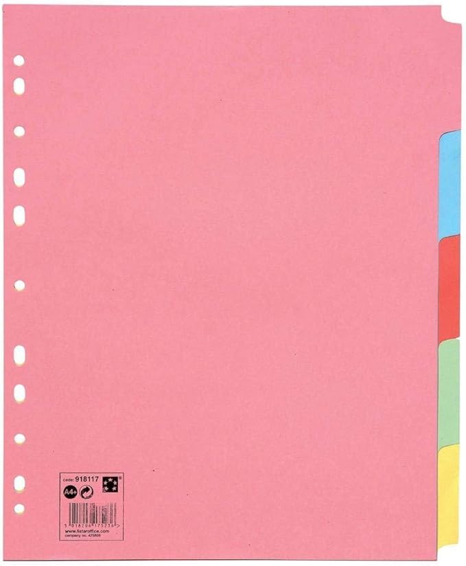 3XSubject Dividers Multipunched Manilla Board 5-Part Extra Wide A4 ...
