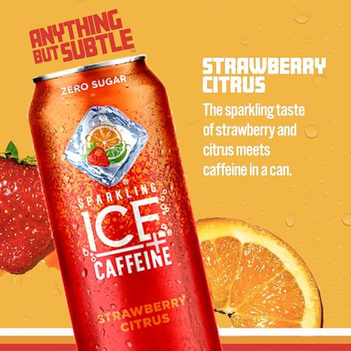 Sparkling Ice +Caffeine Strawberry Citrus Sparkling Water, with ...