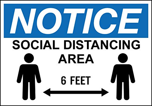 Sticker 2/Pk, Notice Social Distancing Area, 5x7" Adhesive: Amazon.com ...