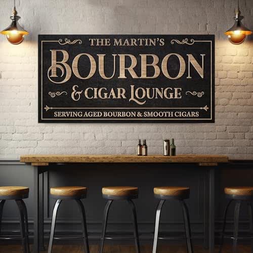 Amazon.com: AWESOMETIK Bourbon Cigar Lounge Sign Personalized Canvas ...