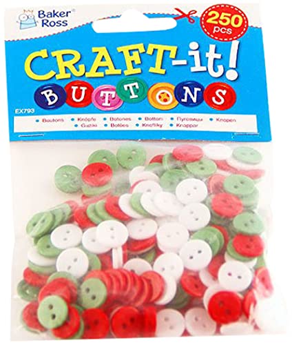 Mini Bottoni Natalizi Rossi, Bianchi e Verdi Baker Ross (confezione da ...