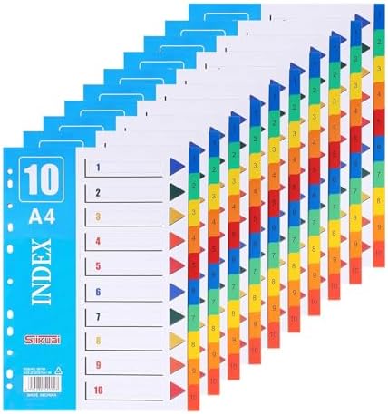 XHDA 1-10 Part Dividers A4, 10Pack Plastic A4 File Dividers for Ring ...