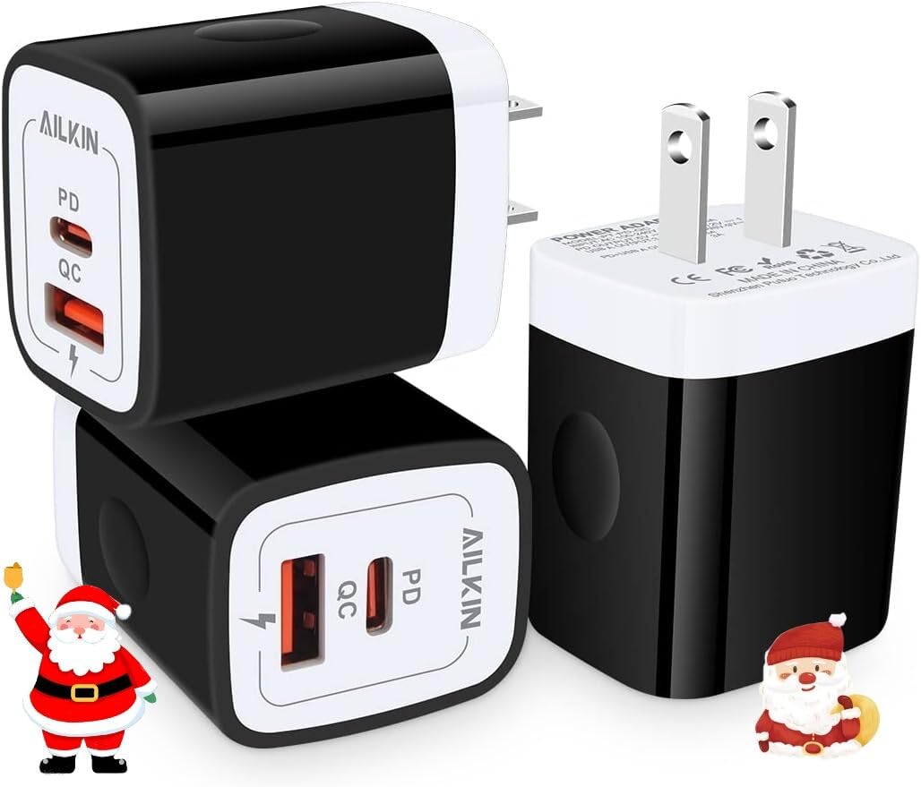 Snapklik.com : 3Pack USB Type C Charger, Dual Port USB-C Wall Plug 20W ...