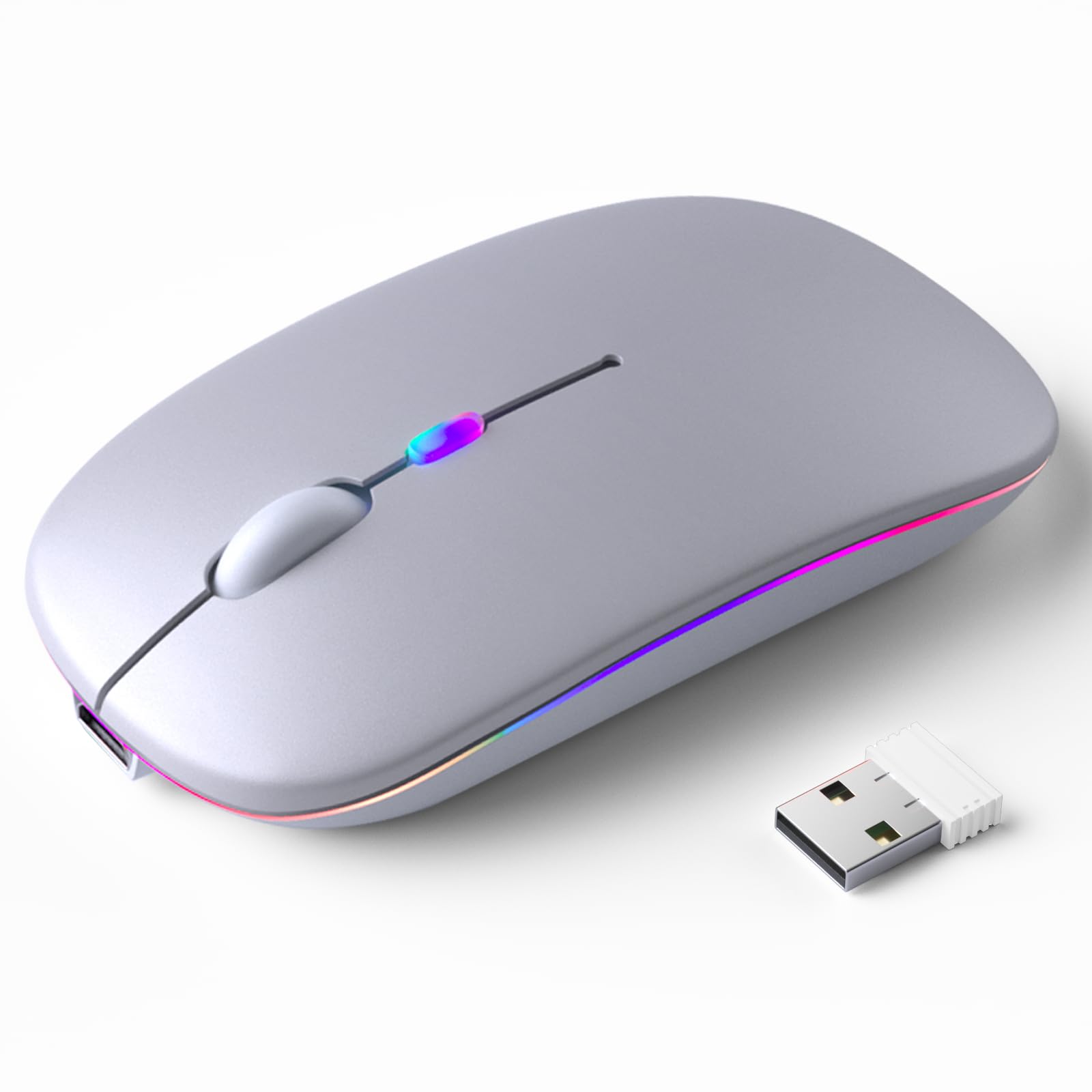 Amazon.com: KANMABPC Wireless Bluetooth Mouse, Rechargeable LED Dual ...
