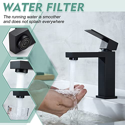 Faustina Bathroom Basin Mixer Tap Square with Pop-Up Drain Fitting, One ...