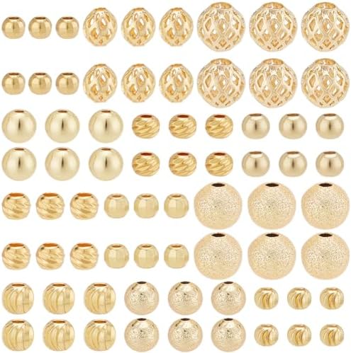 Amazon.com: PH PandaHall 80pcs 18k Gold Plated Beads 8 Styles Rack ...