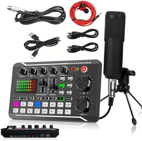 Kit de Equipamentos para Podcast Microfone Condensador BM-800 com Placa ...