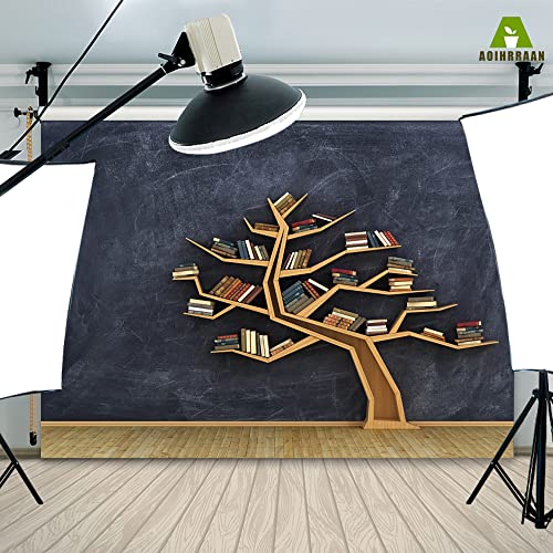 Aoihrraan 3x2m Back to School Backdrop Wisdom Tree Bookshelf Books ...