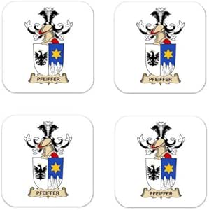 Amazon.com: Pfeiffer Family Crest Square Coasters Coat of Arms Coasters ...