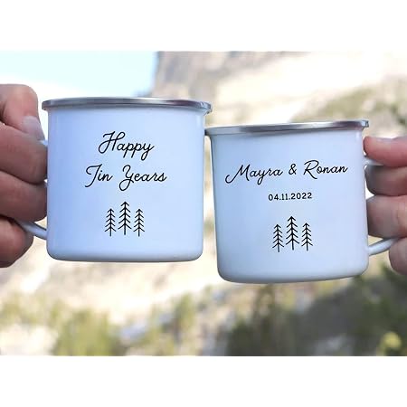 Amazon.com: Personalized Happy Tin Year Anniversary Mug 10 Years ...
