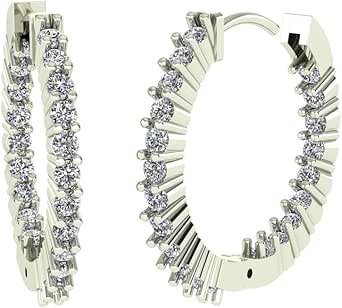 Amazon.com: DALOZA 1.50 CT 925 Inside Out Hoop Round Moissanite ...