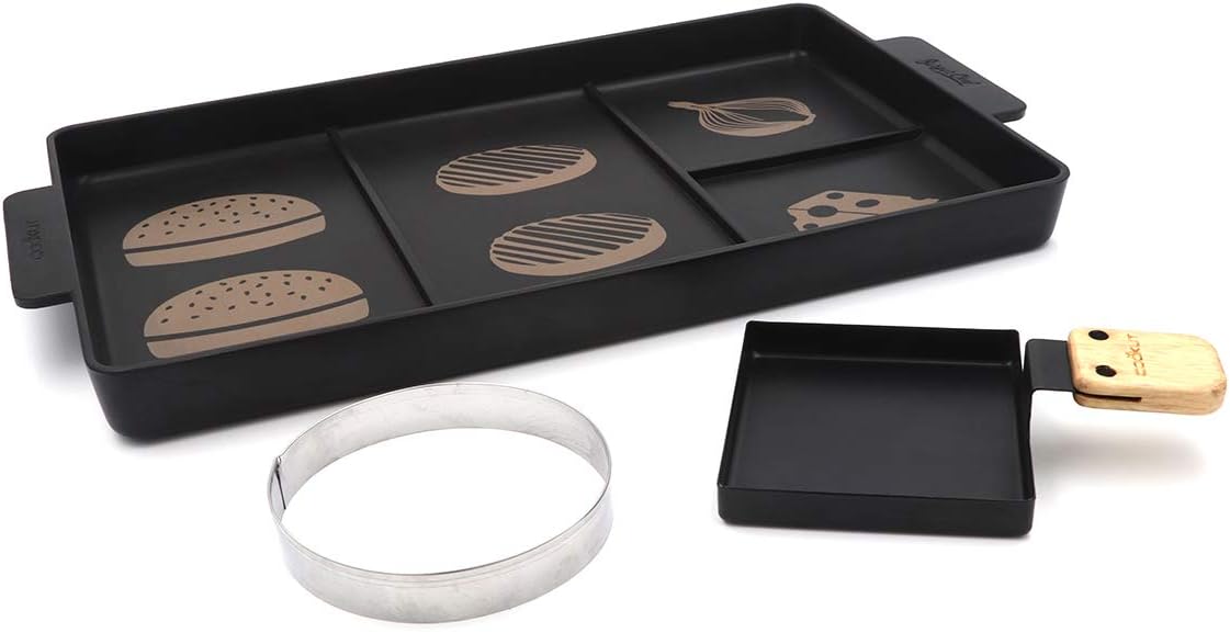 Amazon.com: Cookut Burger Chef Black Aluminum Sectioned Grill Pan: Home ...