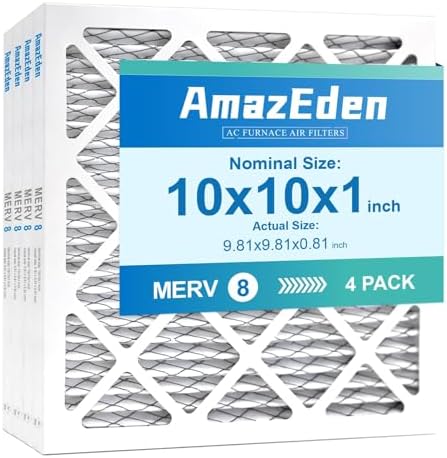 10x10x1 Air Filter (4-Pack) MERV 8 MPR 600 Pleated HVAC AC Furnace Air ...