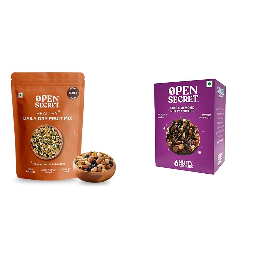 Open Secret 5 in 1 Dry Fruit Mix | 1kg + 6 Choco Almond Cookies ...