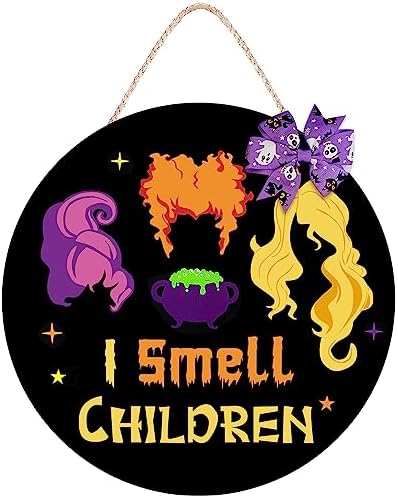 Amazon.com : Halloween Wreath Hocus Pocus Door Sign I Smell Children ...