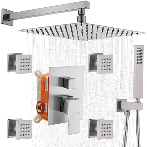 Enga Full Body Shower System with Body Sprays Jets, 12 Inch Rain Shower ...