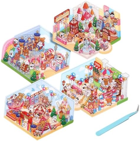 Amazon.com: 4PCS New DIY Sticker Scene, Christmas Gift 3D House ...