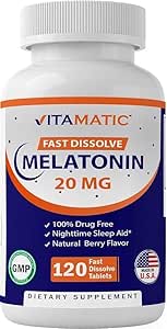 Vitamatic Melatonin 20mg Tablets | Vegetarian, Non-GMO, Gluten Free ...