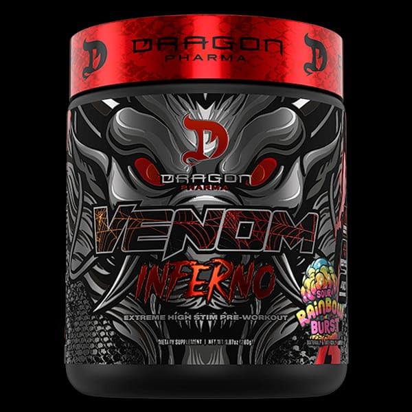 Dragon Venom Inferno Extreme High Stim Pre Workout Sour Rainbow burst ...