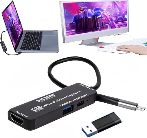 4K HDMI Video Capture Card with USB3.0&100W PD, HDMI to USB/USB C ...