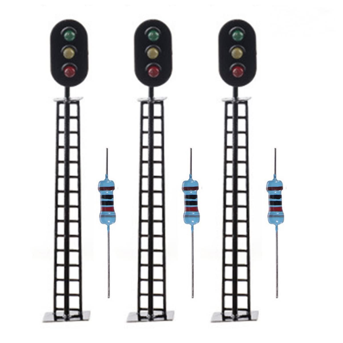 3Pcs 00 Model Railway 3 Aspect Light Signal 3/12 VOLT DC OO GAUGE Pre ...