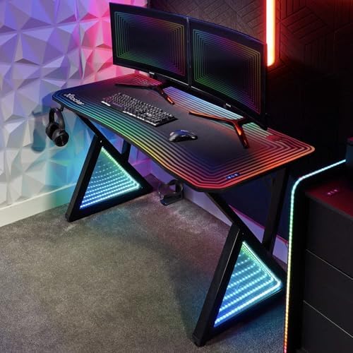 X-Rocker Infinity RGB Gaming Desk 140 x 60cm, Large Gaming Table for ...