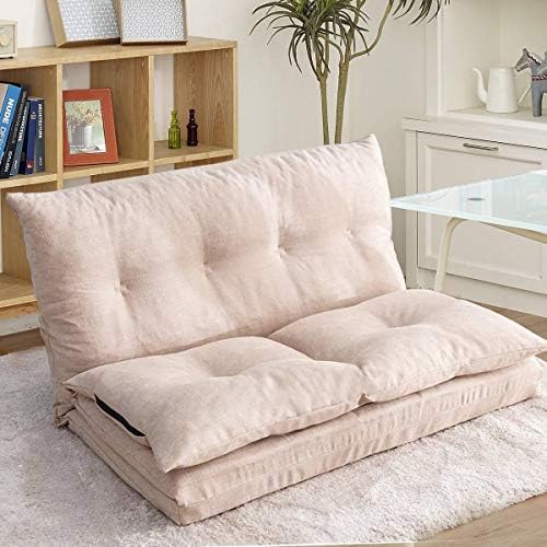 UJMIKO Beige réglable tissu chaise longue pliante canapé Chaise canapé ...